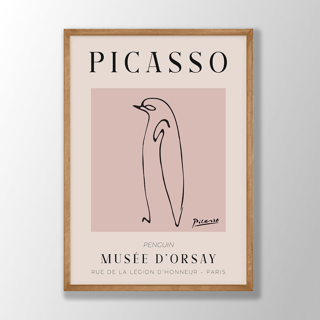 Picasso Line Art Print - Penguin Print, Pablo Picasso Exhibition Poster ...