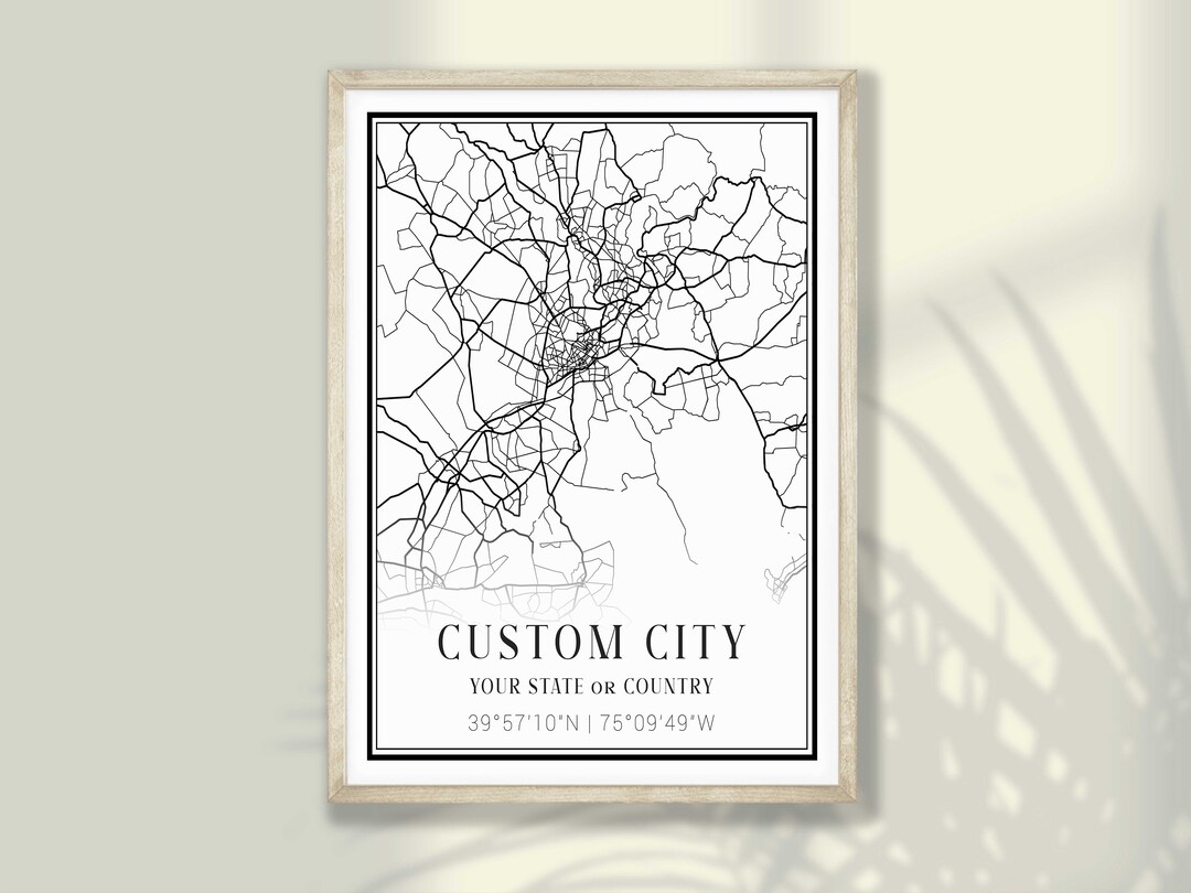 Custom City Map Prints - Personalized City Map Poster, Custom Locations ...