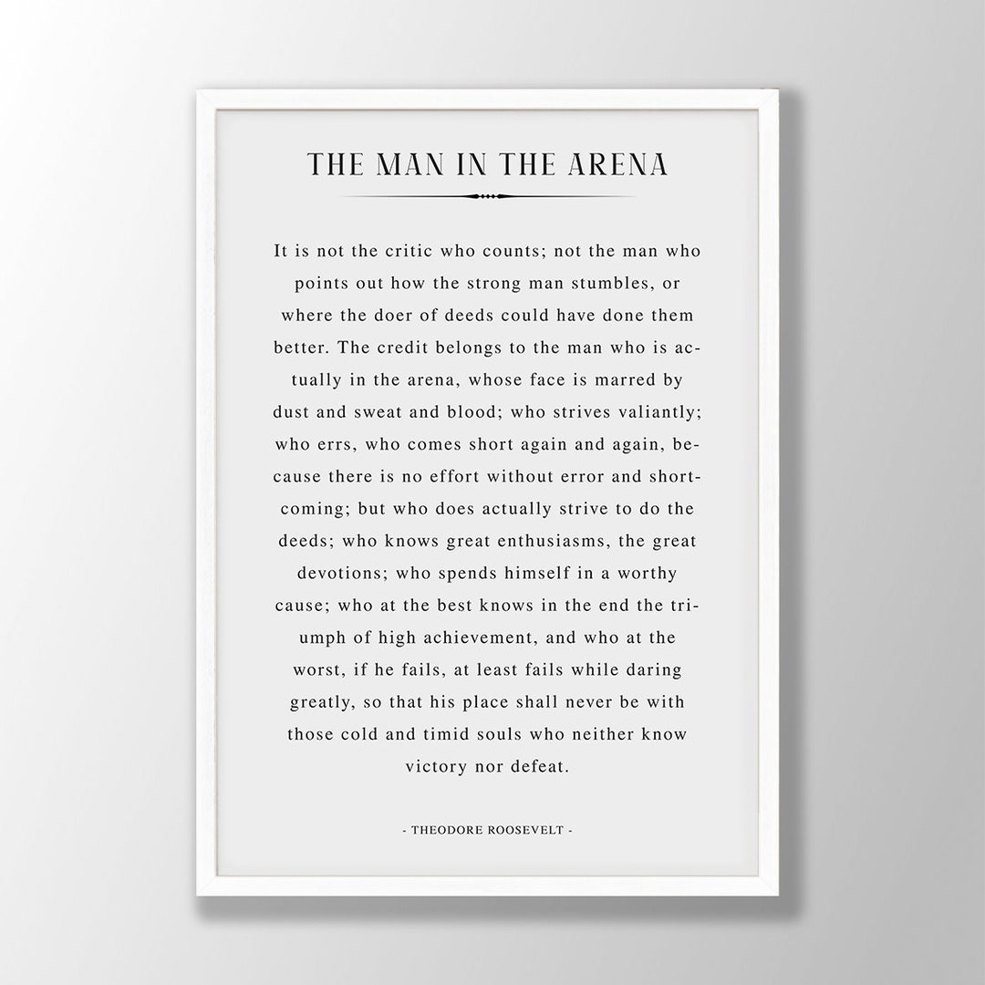 Man in the Arena Poem Print - Theodore Roosevelt Print, Man in the ...