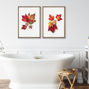 Autumn Leaves Prints Set of 2 - Fall Home Decor, Maple Leaf Wall Art ...