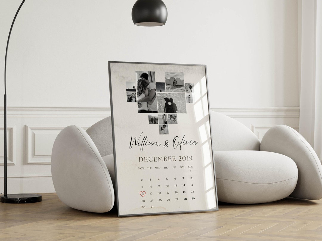 Personalised Couple Calendar Poster - Custom Couple Print, Anniversary ...