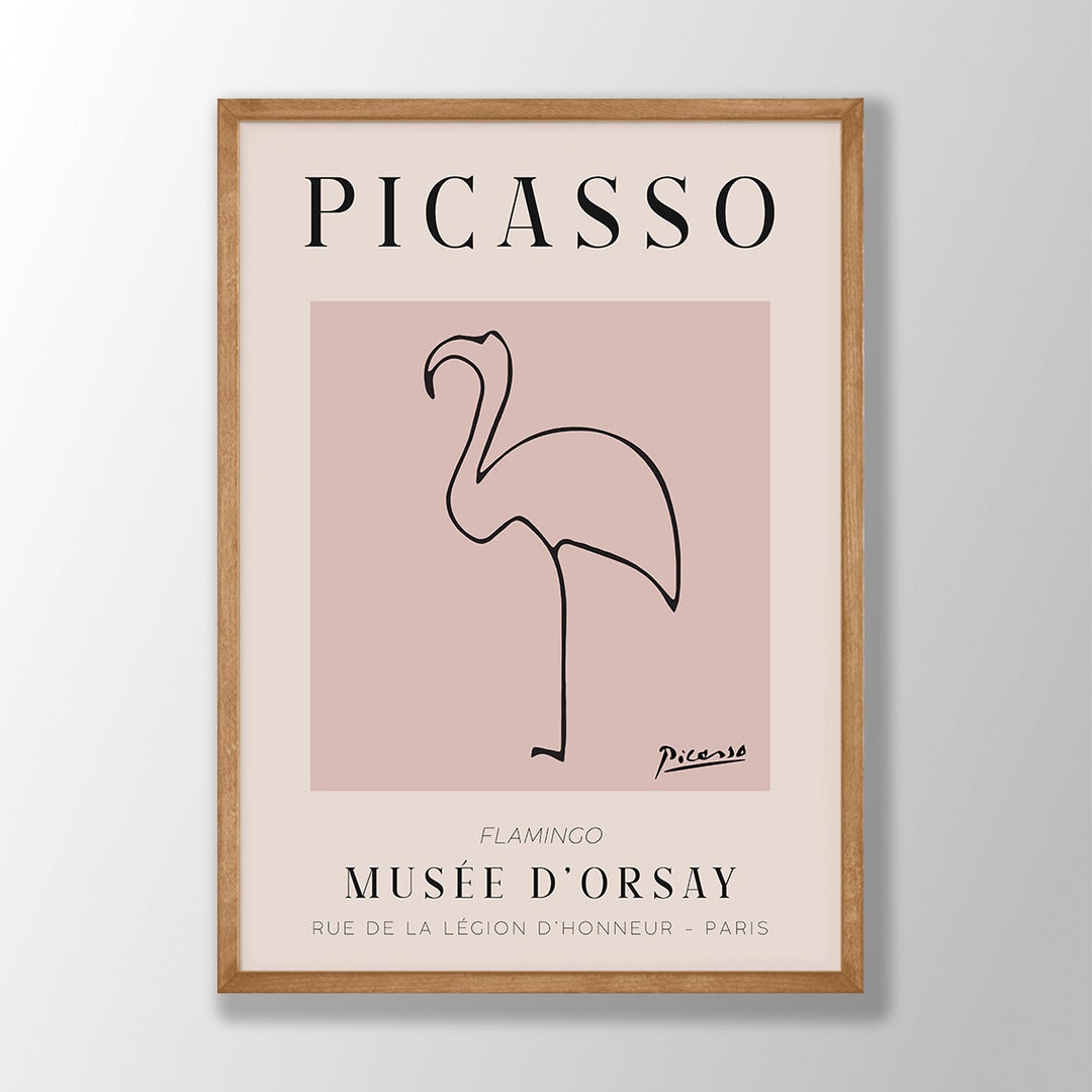 Picasso Line Art Print - Flamingo Print, Pablo Picasso Exhibition ...