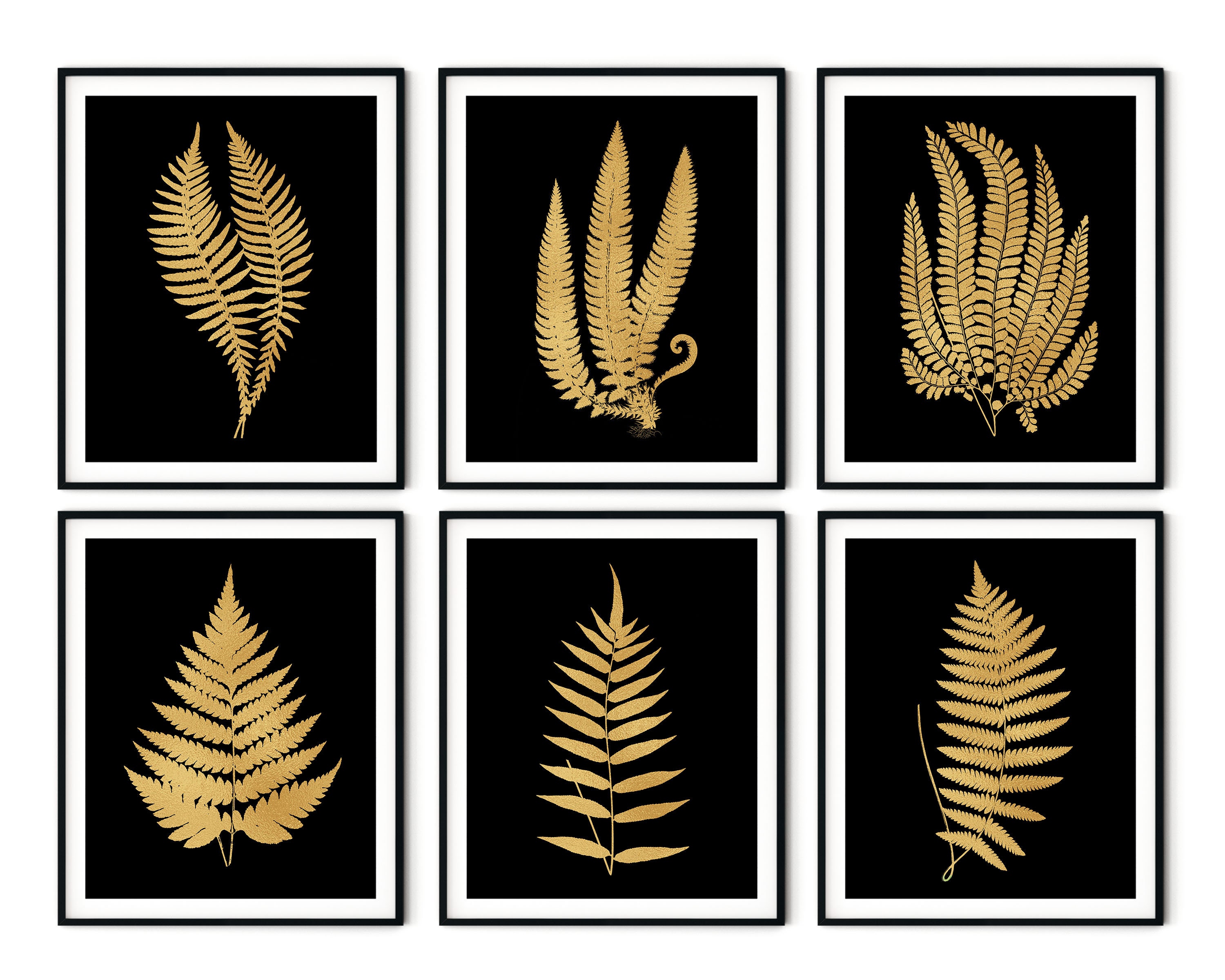 Gold Fern Print Set: Botanical Wall Art, Farmhouse Decor - Etsy UK