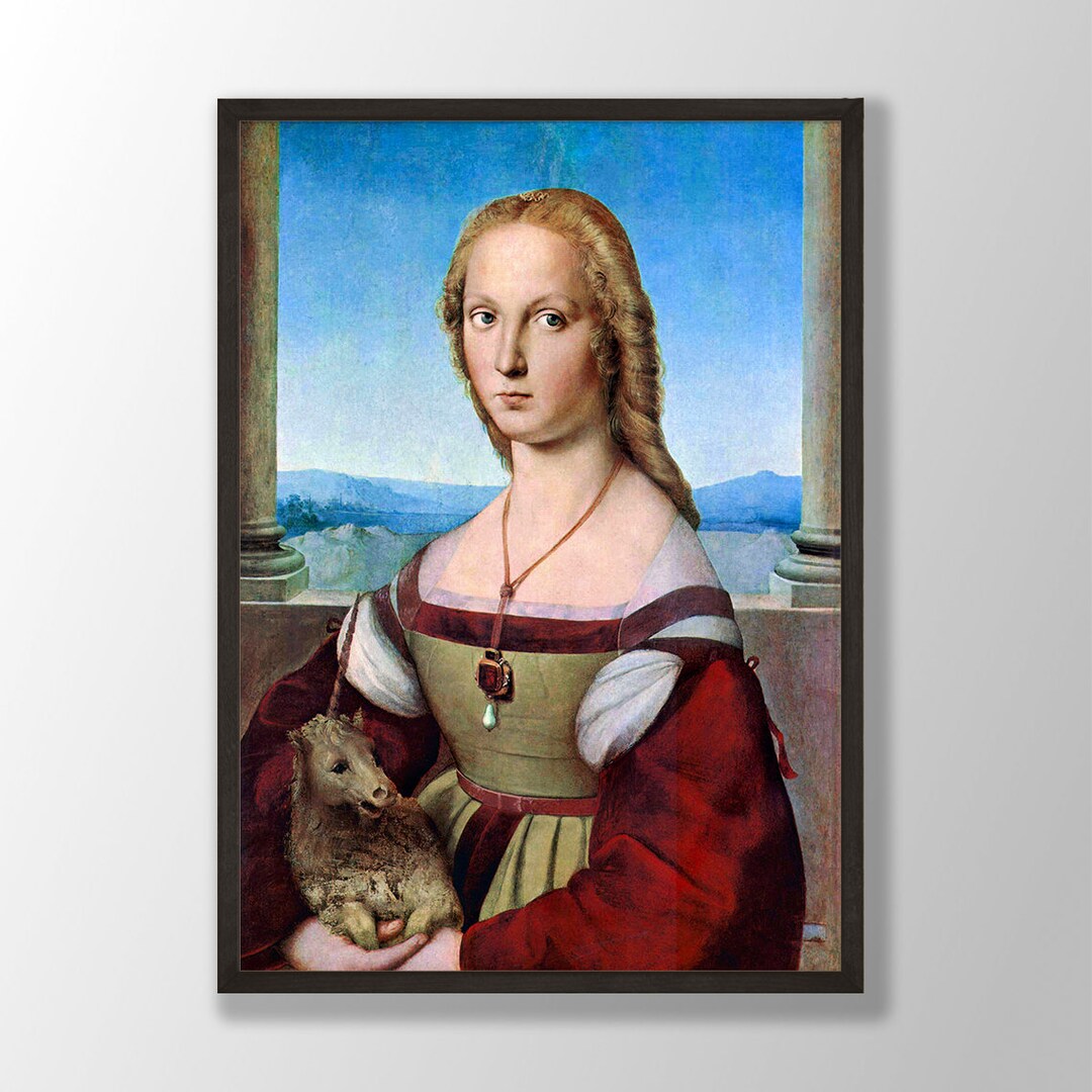 Raphael's "young Woman With Unicorn" Renaissance Art Print - Etsy