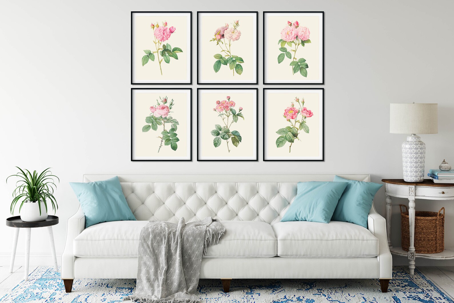 Pink Roses Print Set of 6 No.2 Pink Botanical Art Pink | Etsy