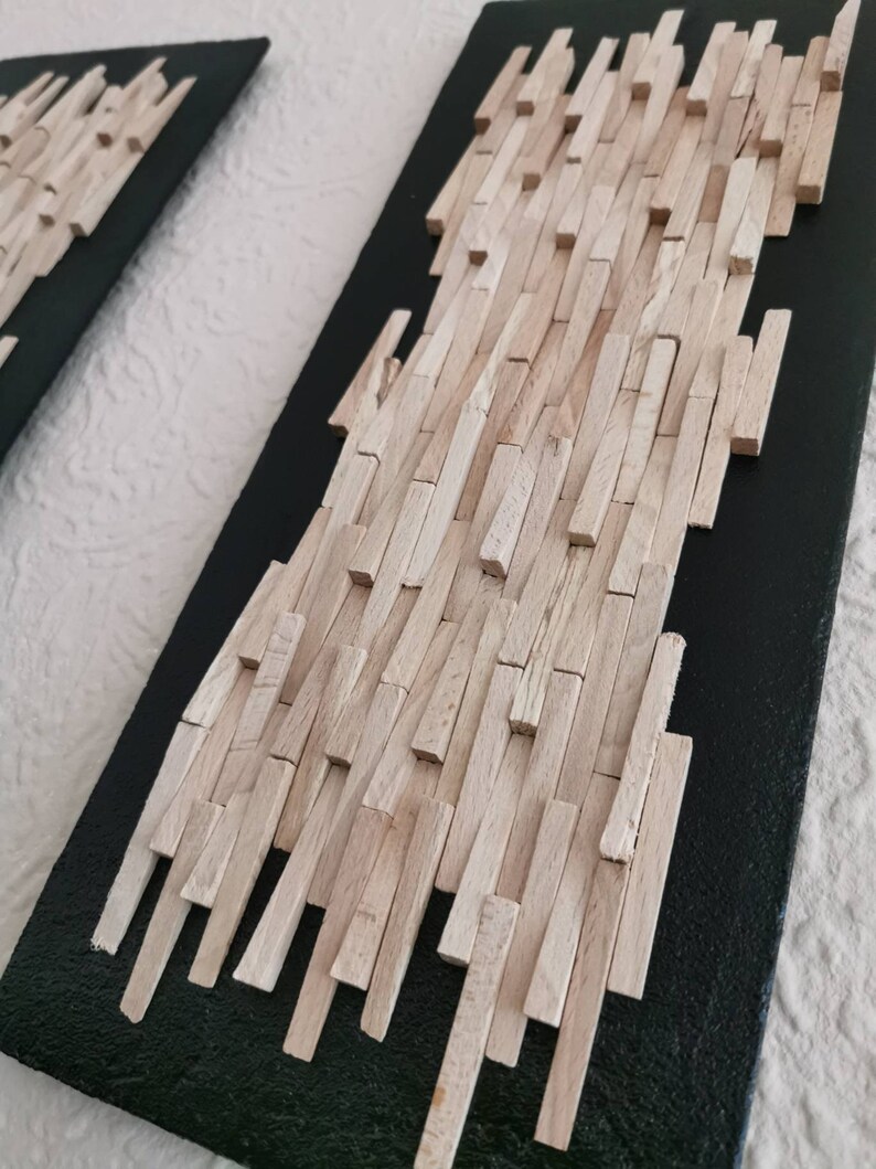 3D Wall Picture SET OF 3 Wooden Picture Sculpture Wood Art in ...