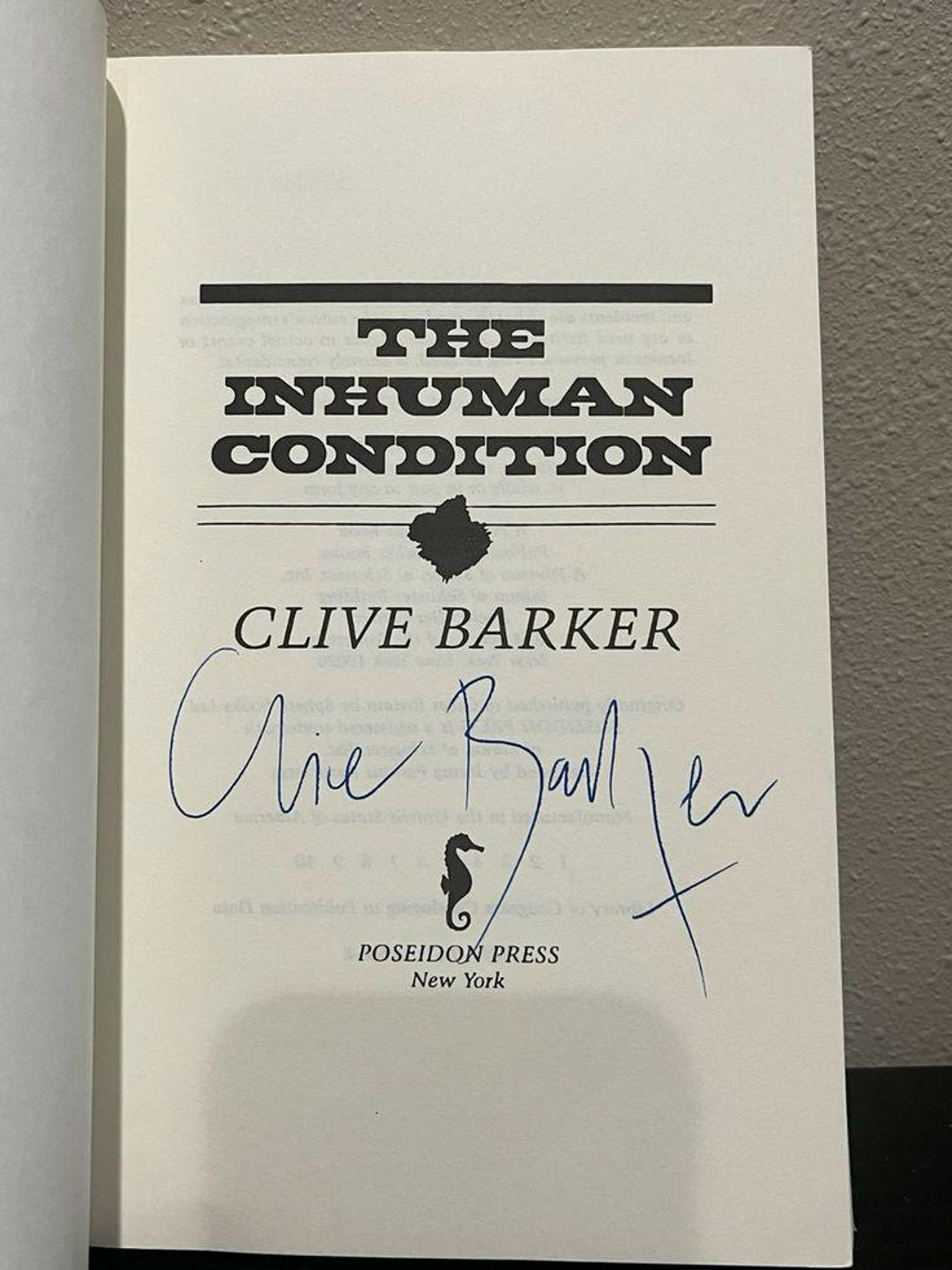 The Inhuman Condition by Clive Barker Signed Excerpt / Preview, VG Cond ...