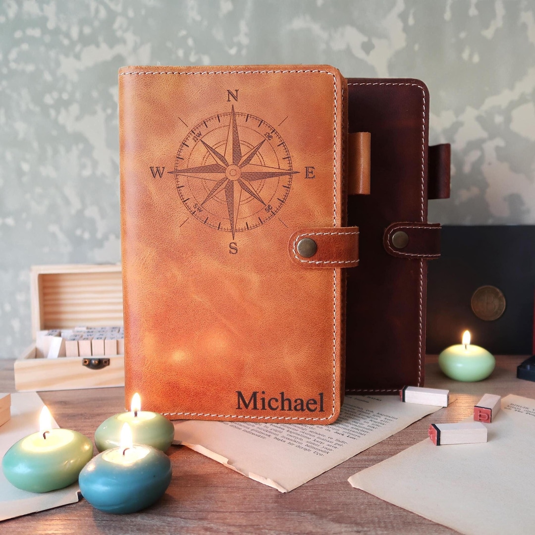 Personalized Leather Journal: Engraved Notebook, Refillable Travel ...