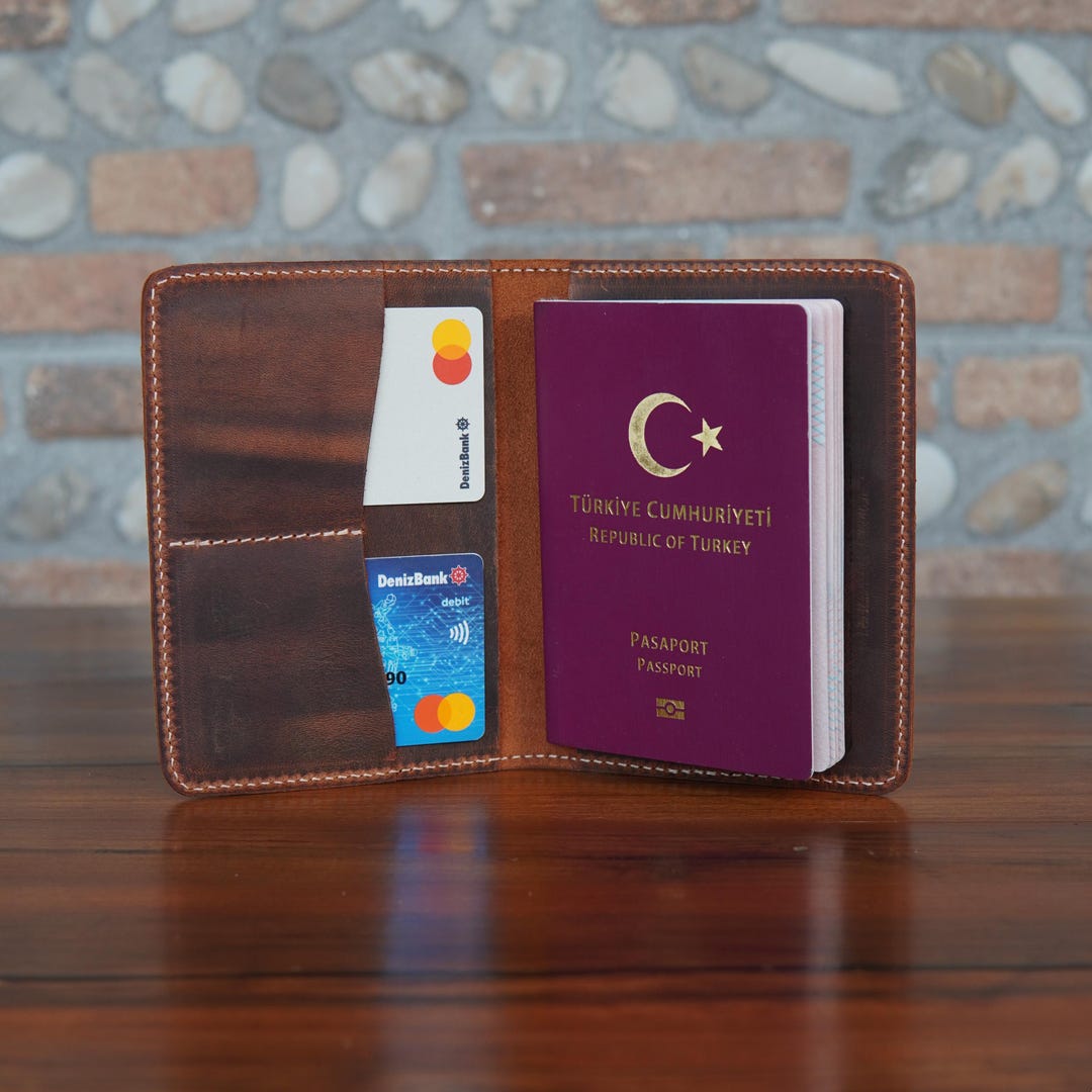 Personalized Leather Passport Cover, Logo Option, Gift for Husband - Etsy