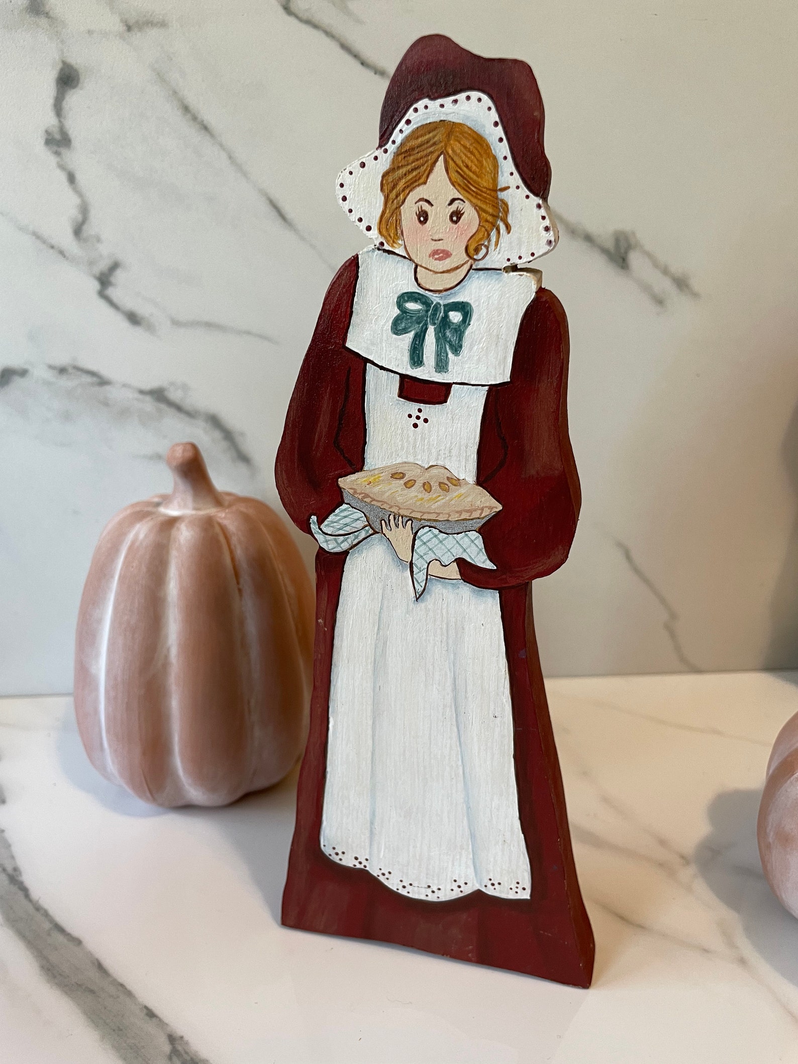 Vintage Thanksgiving Pilgrims Couple, Wood Pilgrims Fall Table Decor ...