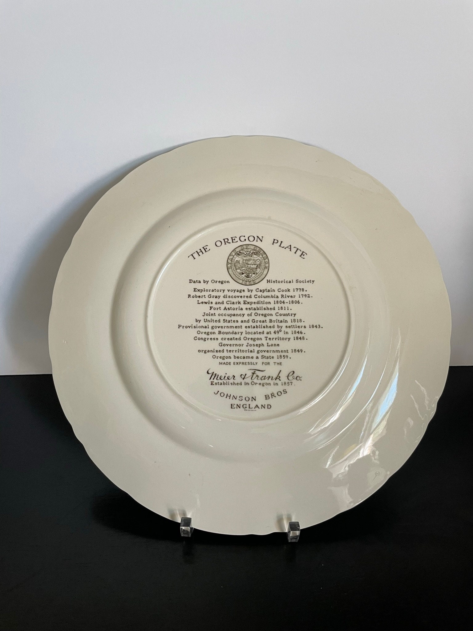 The Oregon Plate Johnson Bros England Meier & Frank Co Oregon State ...