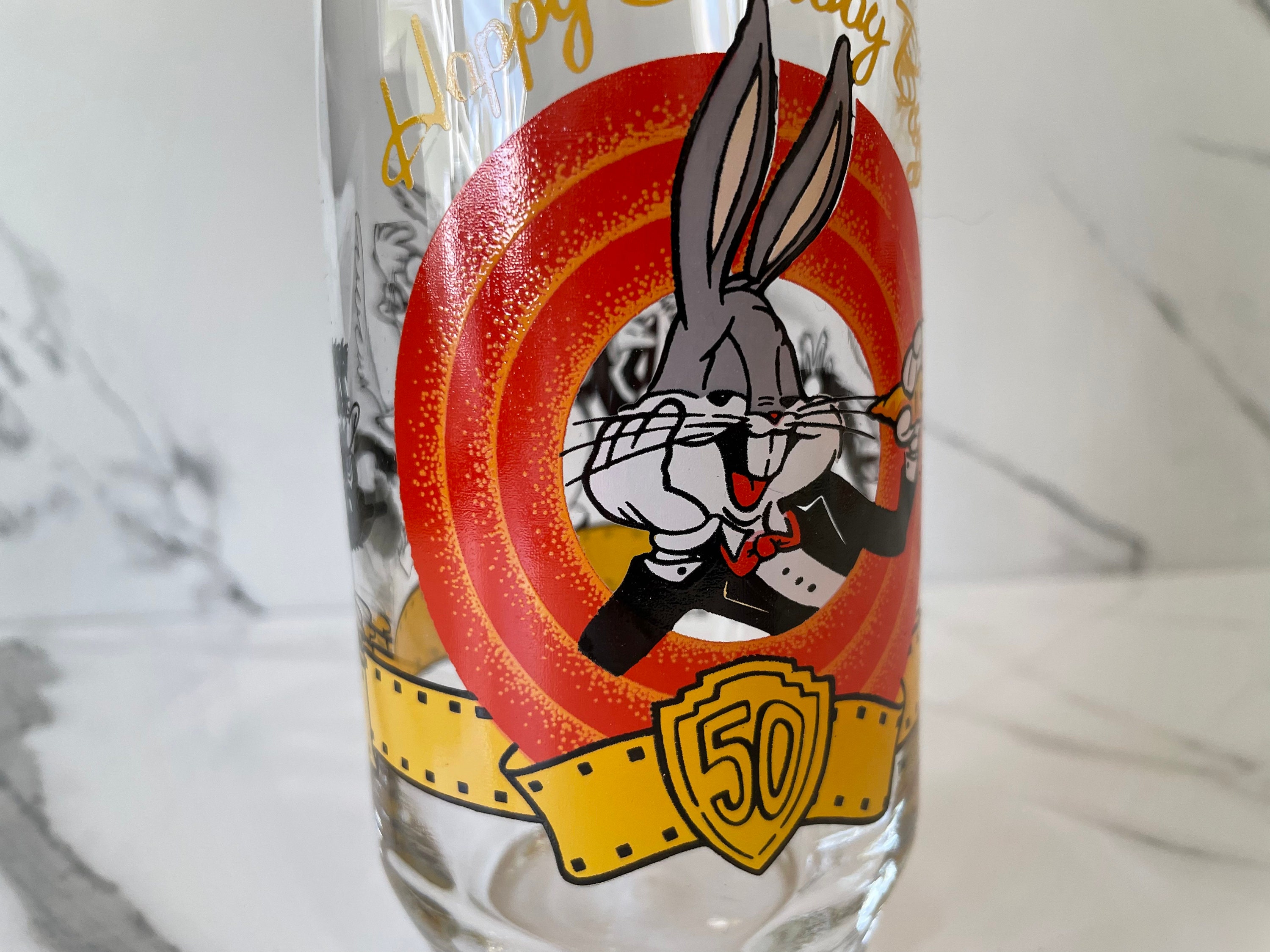 Vintage Libbey Looney Toons Glass Happy Birthday Bugs 50th - Etsy