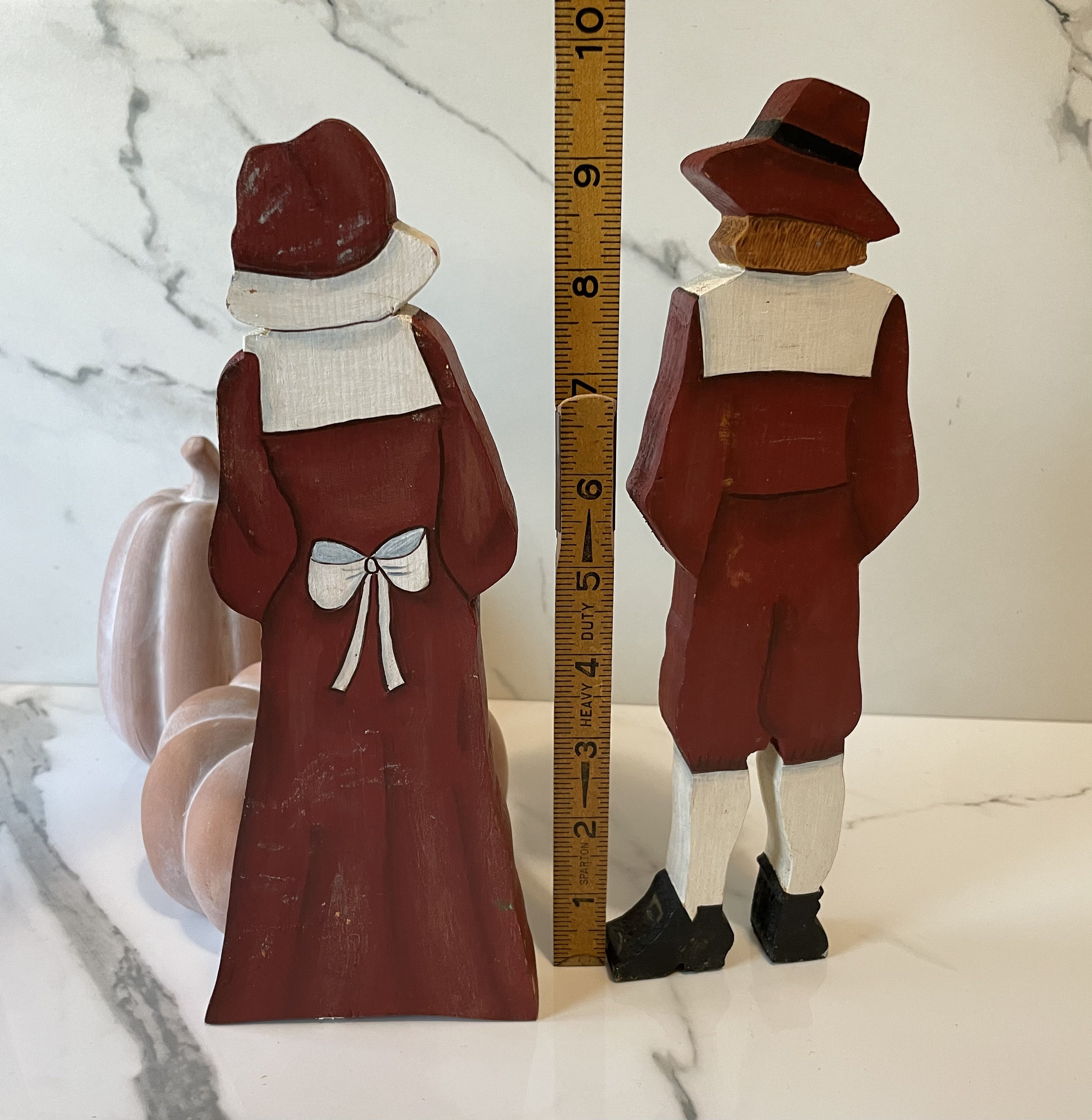 Vintage Thanksgiving Pilgrims Couple, Wood Pilgrims Fall Table Decor ...