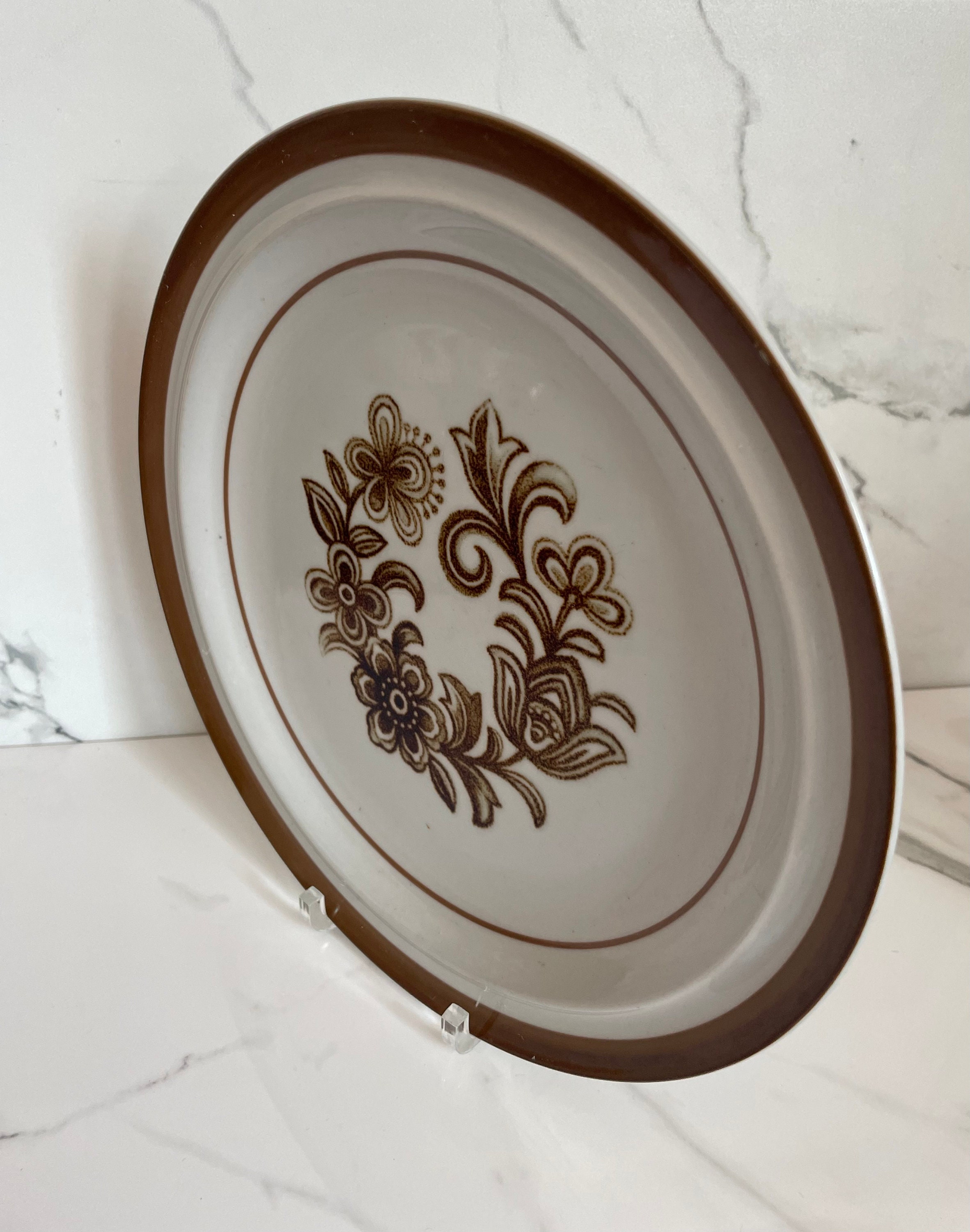 Vintage Monterrey Stoneware, Brown Stoneware Plate With Floral Pattern ...