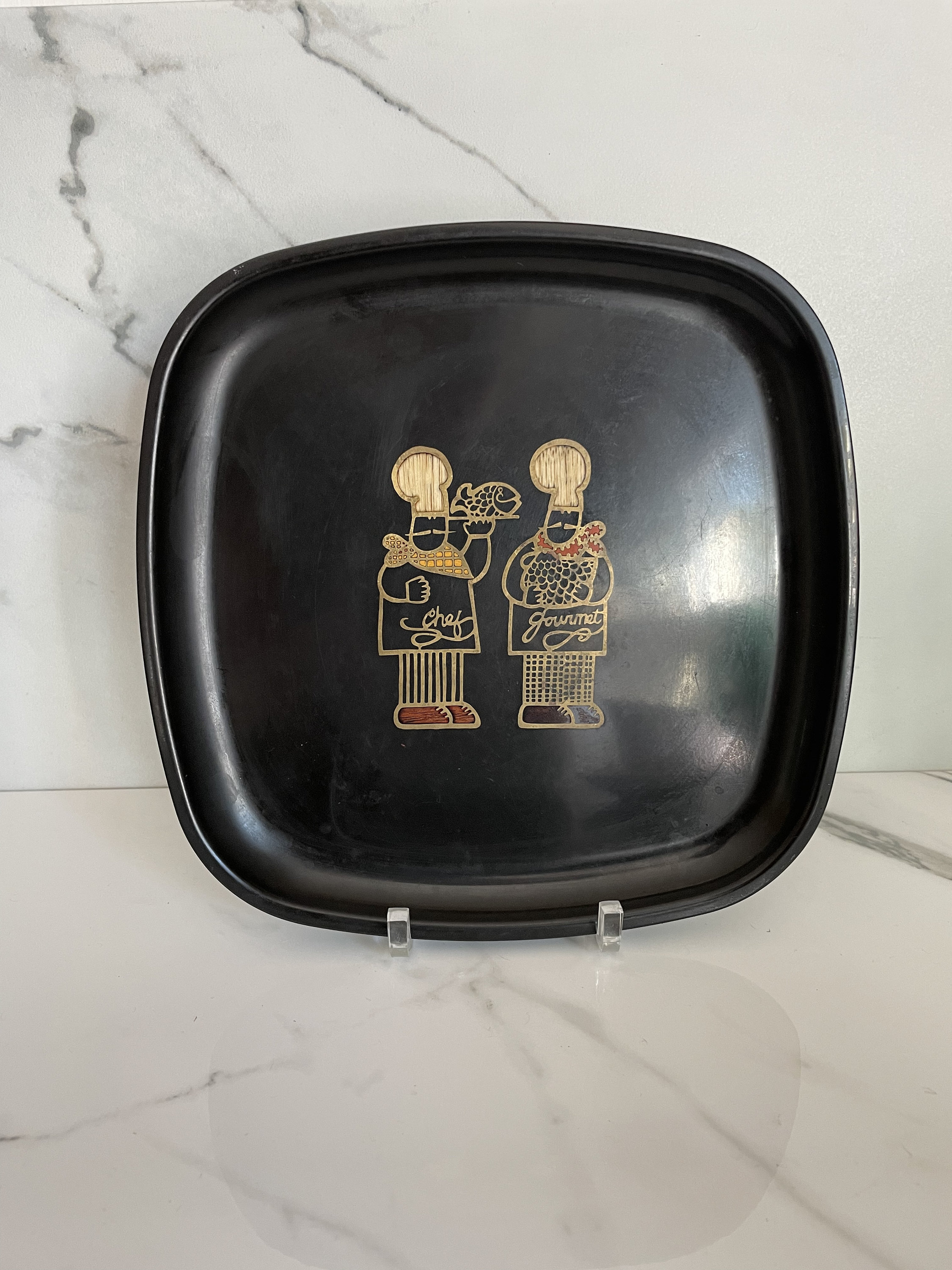 Vintage Couroc Monterey CA Two Chefs in the Kitchen Phenolic Plate ...