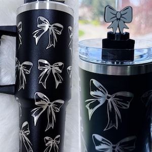 40 Oz Engraved Bow Tumbler With Bow Topper - Etsy