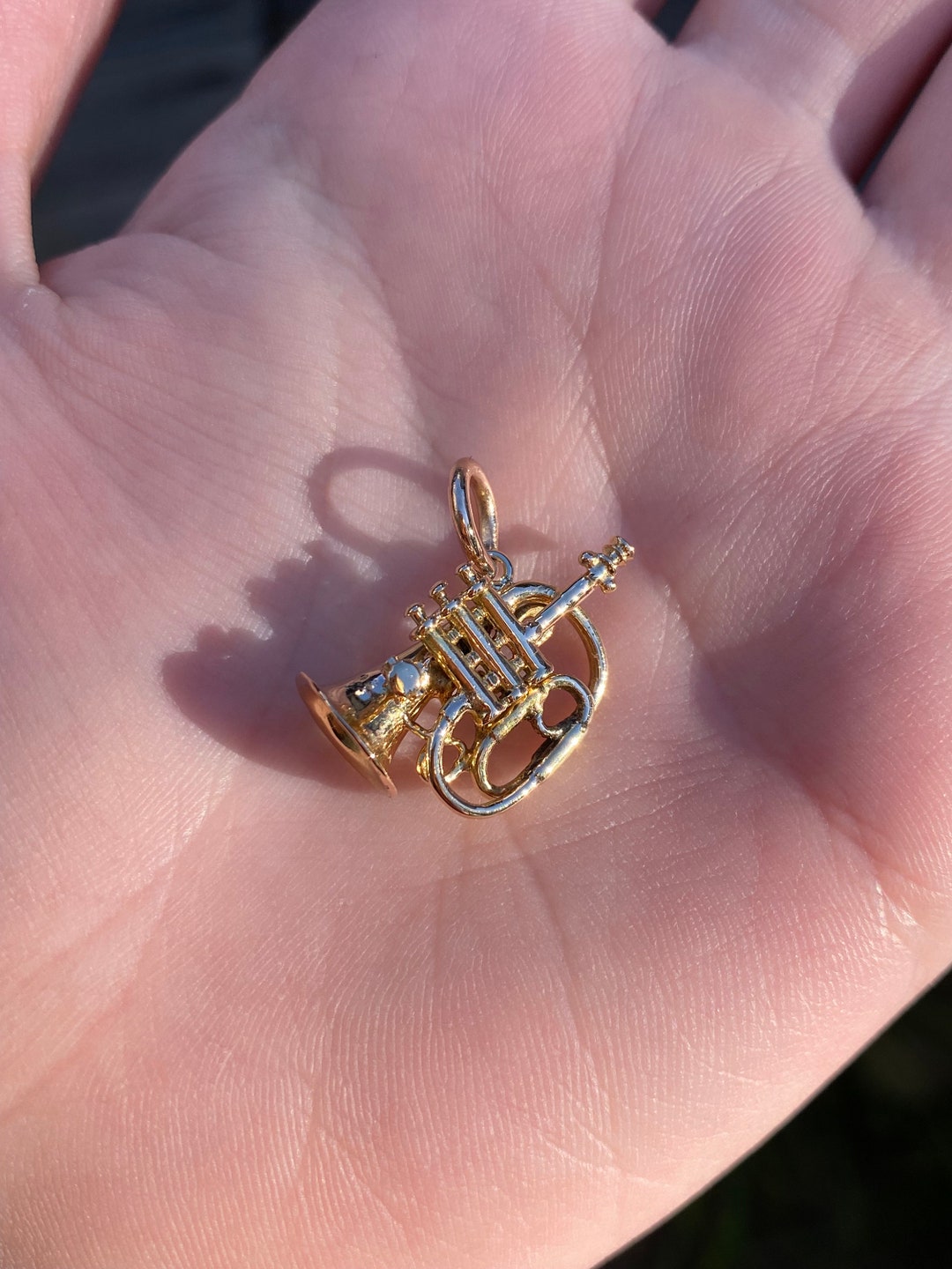 Vintage Solid 18k Yellow Gold Trumpet Charm - Music & Instrument ...