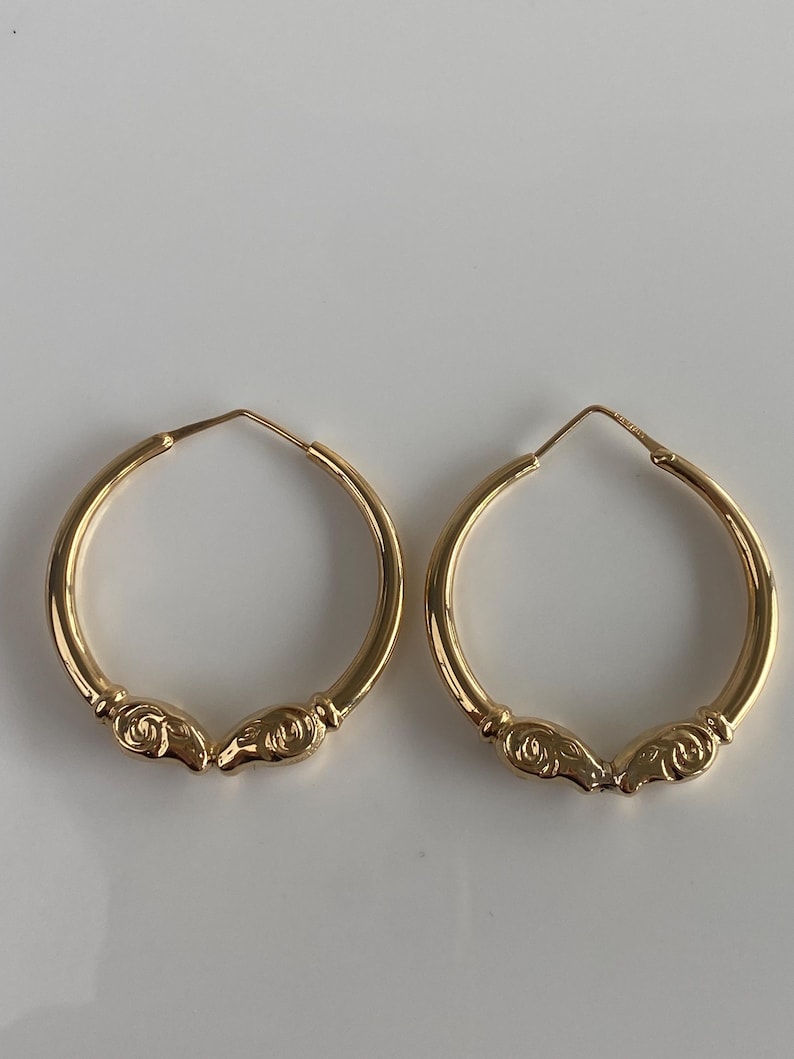 Vintage 18k Yellow Gold Ram Head Hoop Earrings - Etsy