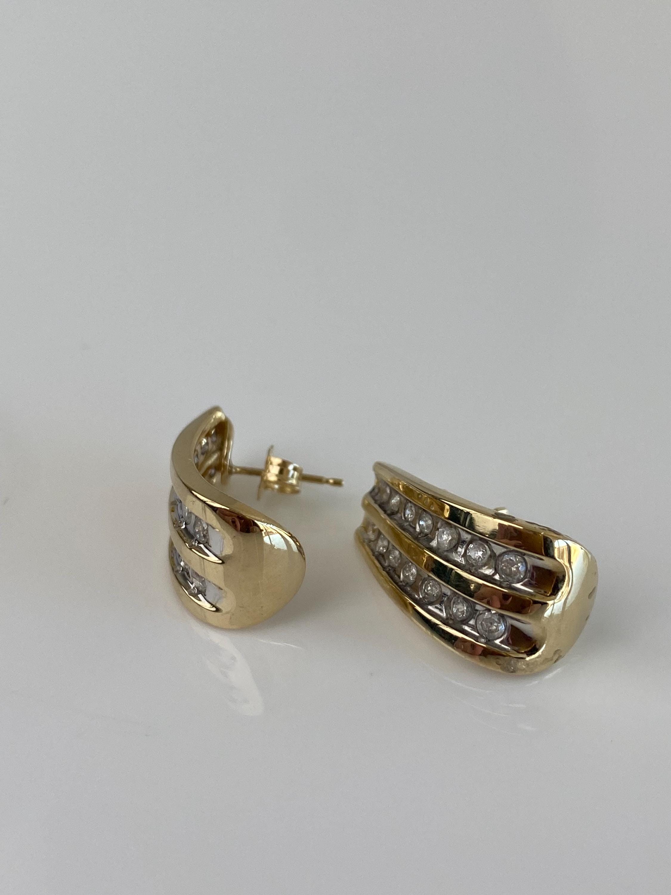 Vintage Solid 10k White & Yellow Gold Diamond Drop Earrings - Etsy