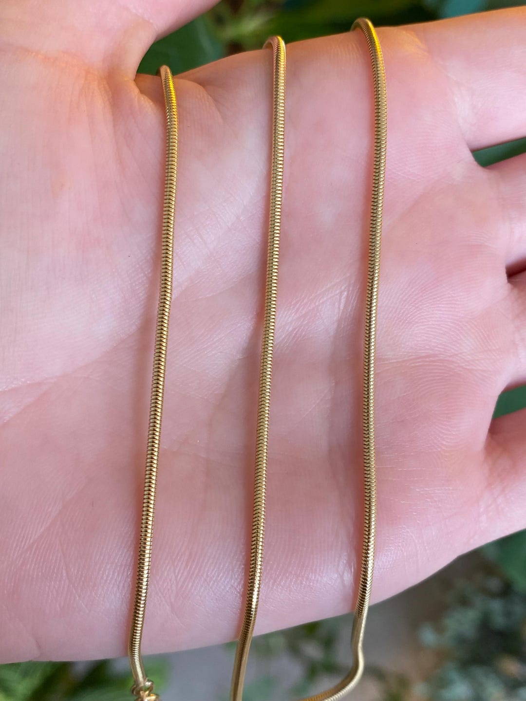 Vintage Solid 14k Yellow Gold Long Snake Chain Necklace - 23.75 Inches ...