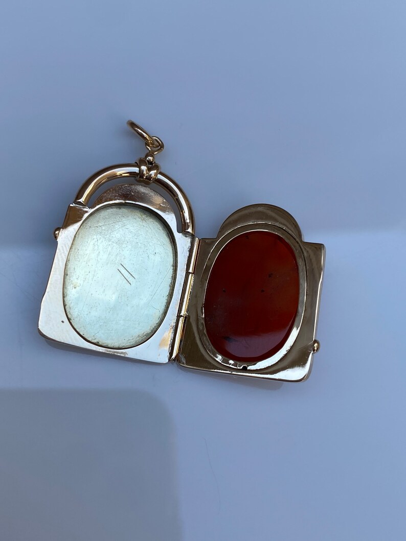 Vintage 14k Yellow Gold Amber Locket Charm Engraved Monogram - Etsy