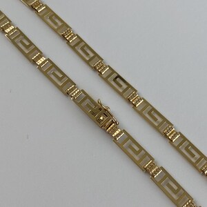 Vintage Solid 14k Yellow Gold Greek Key Link Necklace - 17 Inches ...