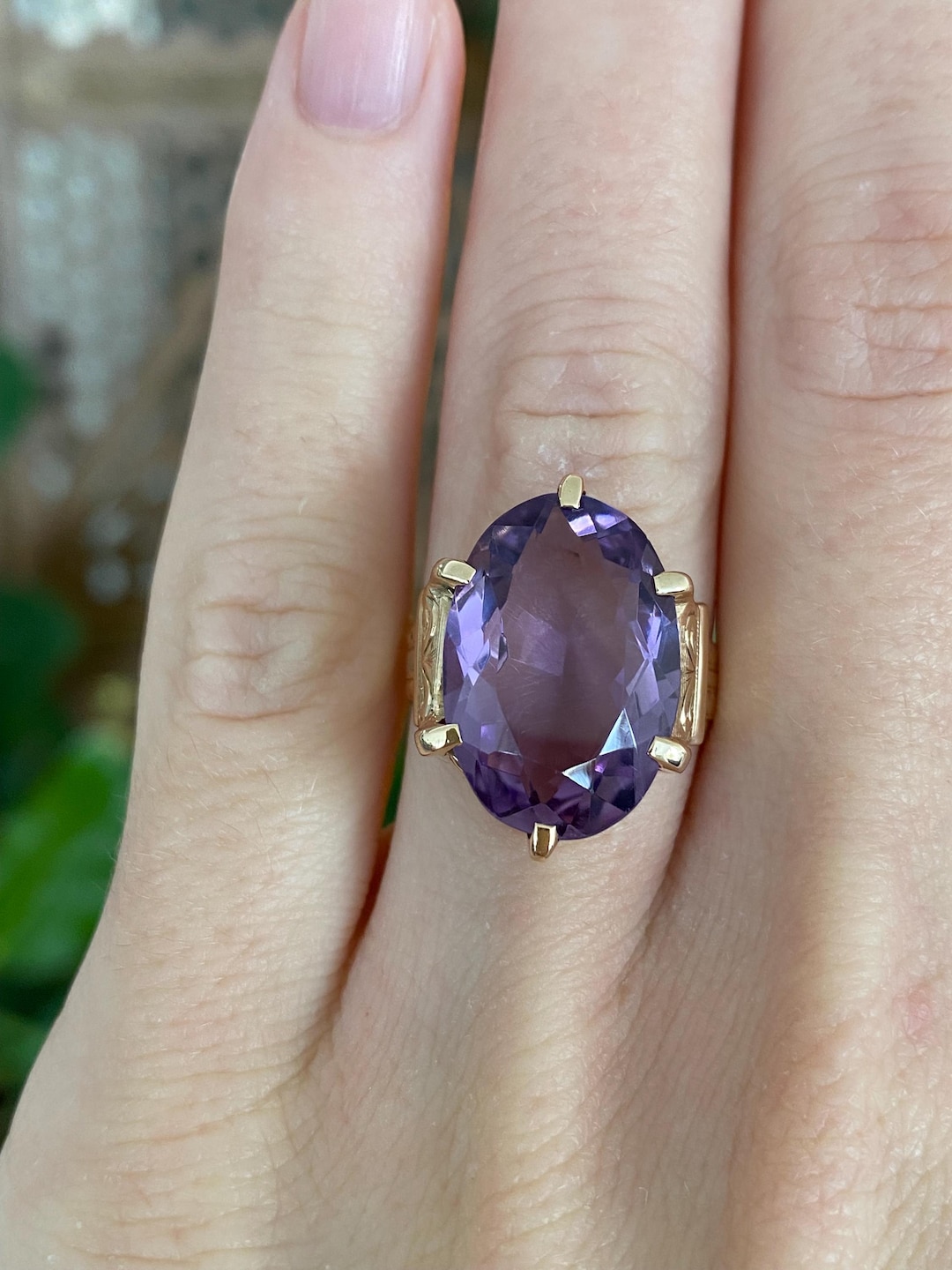 Vintage Solid 10k Rosey Gold Amethyst Ring - Size 3.75 - Etsy