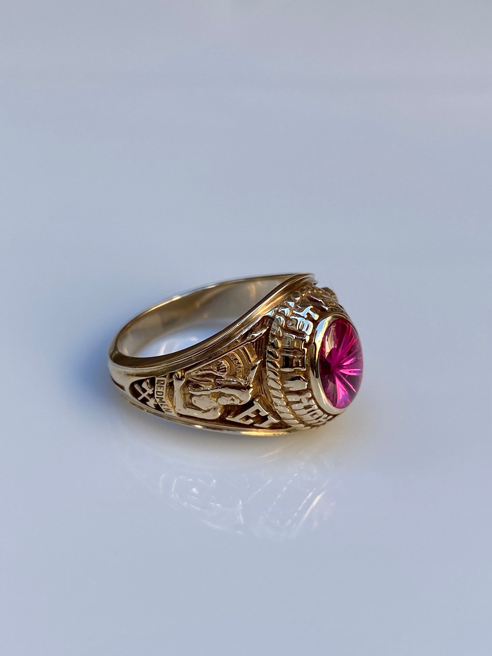 Vintage Solid 10k Yellow Gold 1985 Pink Sapphire Class Ring - Etsy