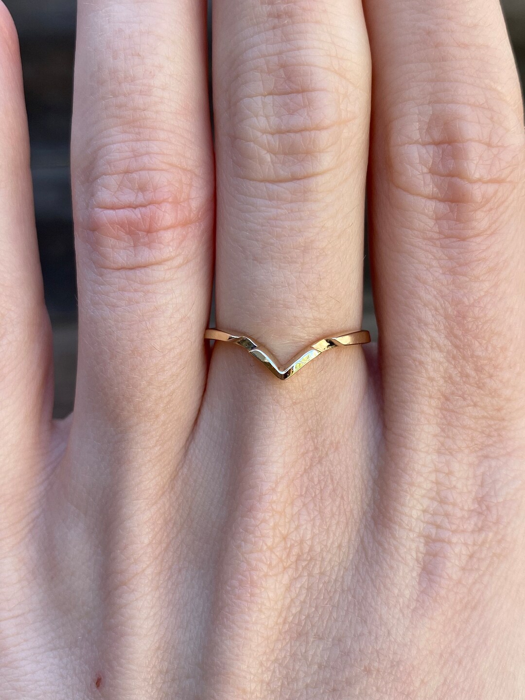 Vintage Solid 14k Yellow Gold Chevron Ring Band Size 6.25 Fine Estate ...