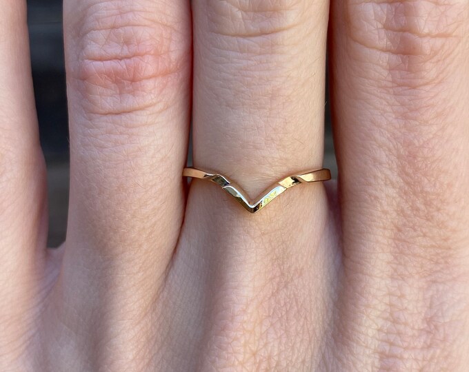 Vintage Solid 14k Yellow Gold Chevron Ring Band Size 6.25 Fine Estate ...