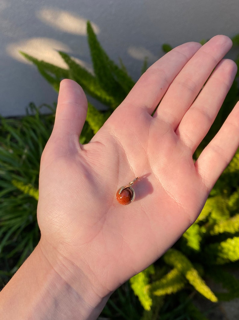 Vintage 8k Yellow Gold Sphere Goldstone Charm Sparkly - Etsy