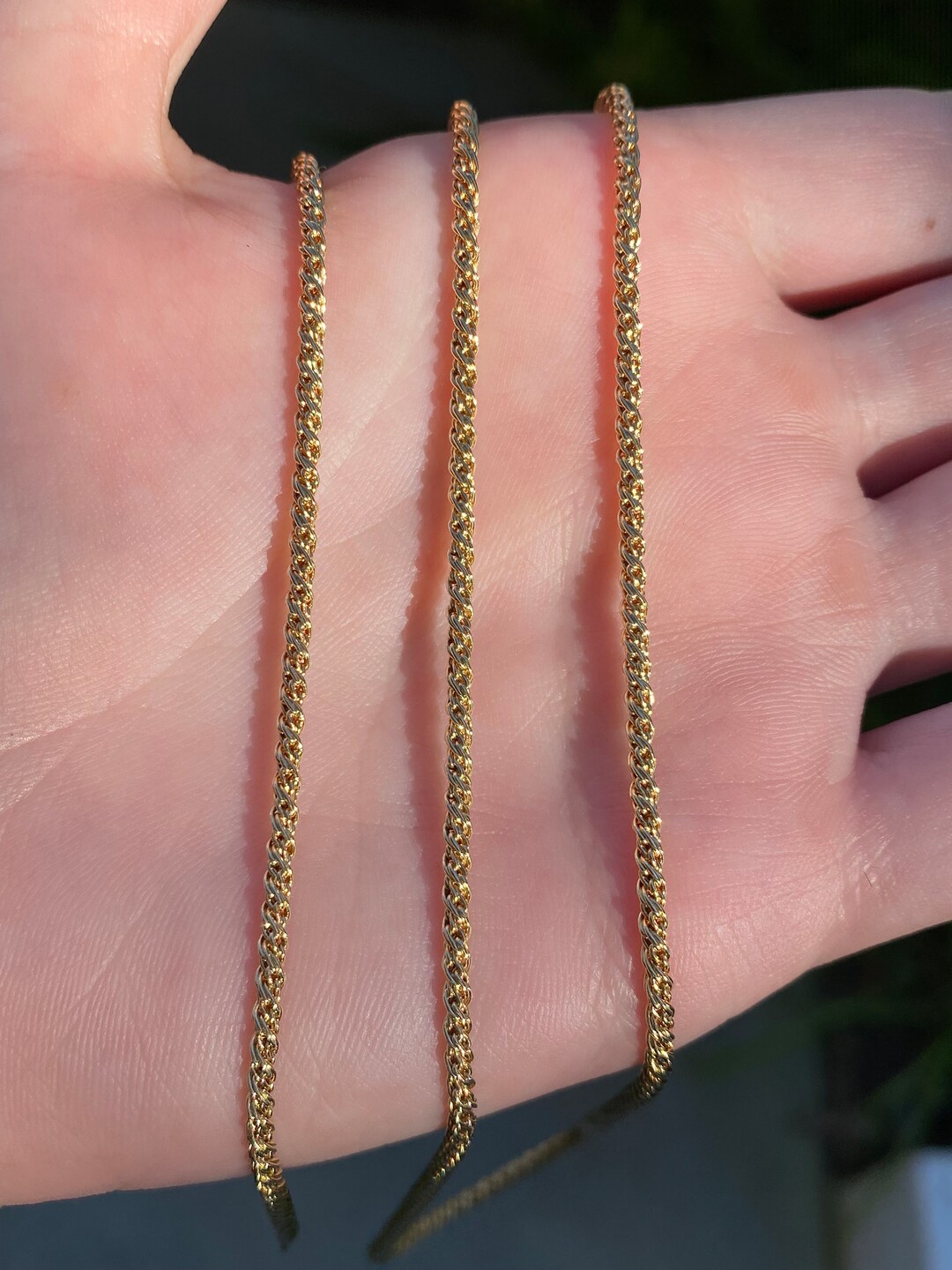 Vintage Solid 18k Yellow Gold Tight Intertwined Chain Necklace 32.5 ...