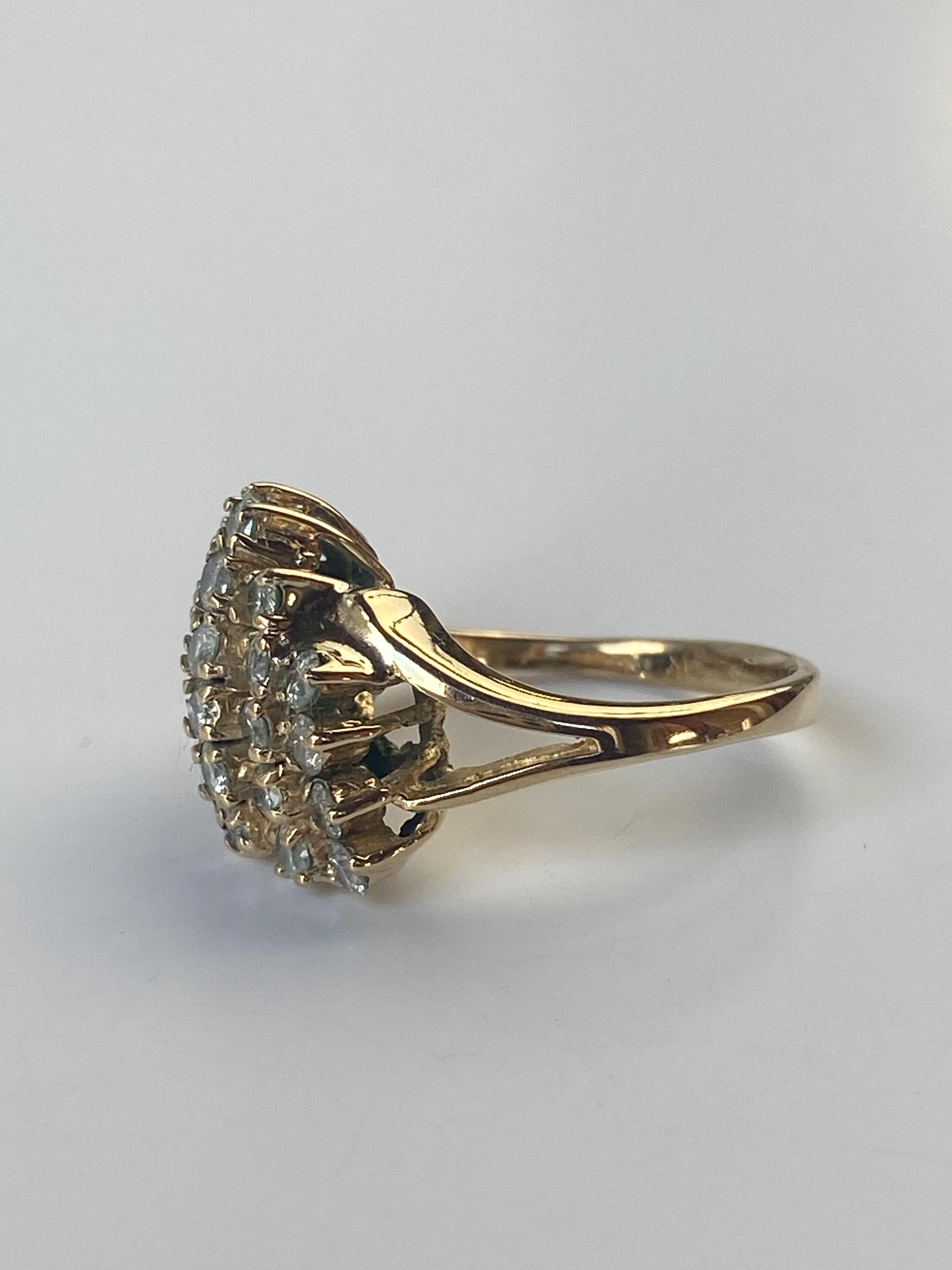 Vintage Solid 14k Yellow Gold Diamond Cluster Ring - Size 4.75 - Etsy