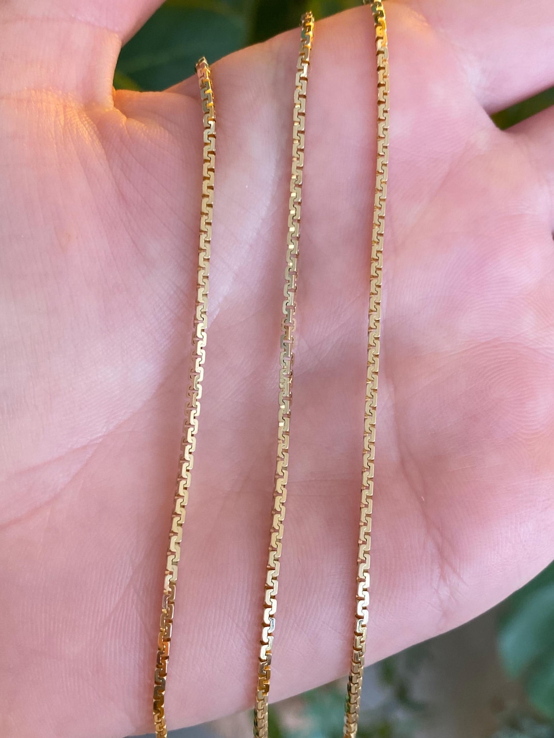 Vintage Solid 14k Yellow Gold Long Box Chain Necklace - 31.25 Inches - Etsy