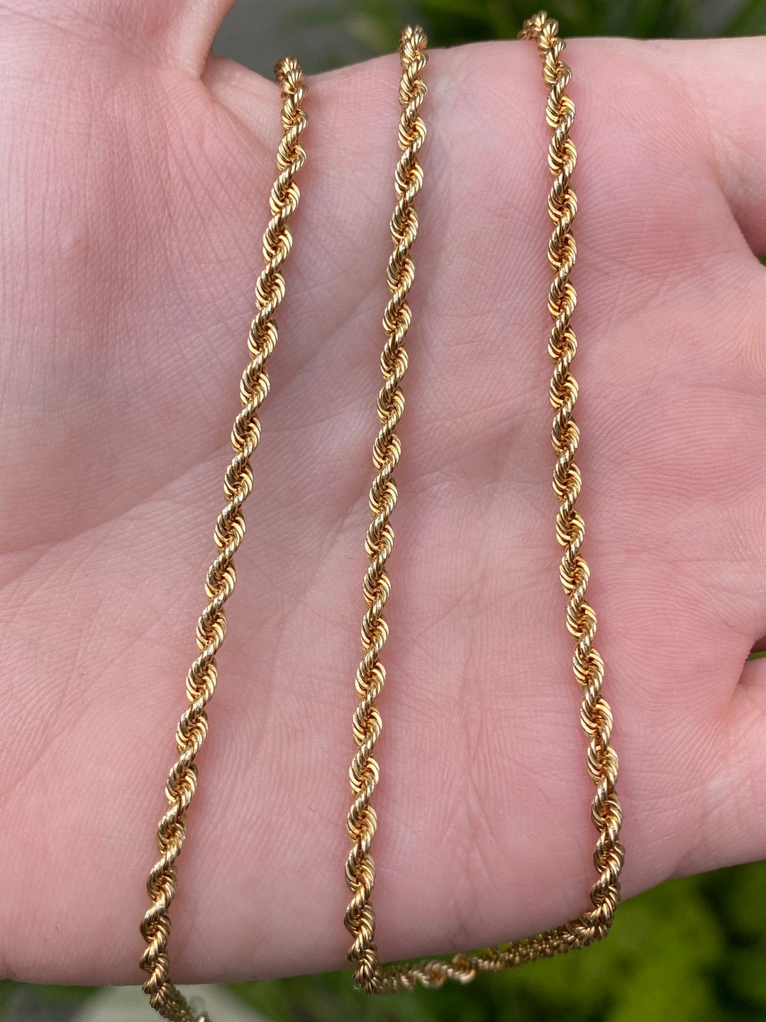 Solid 18k Yellow Gold Rope Chain Necklace - 18 Inches - Fine Estate ...