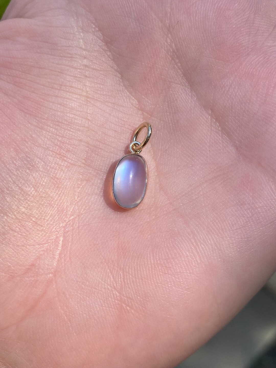 Vintage Solid 14k Yellow & Rosey Gold Small Moonstone Charm Quality ...