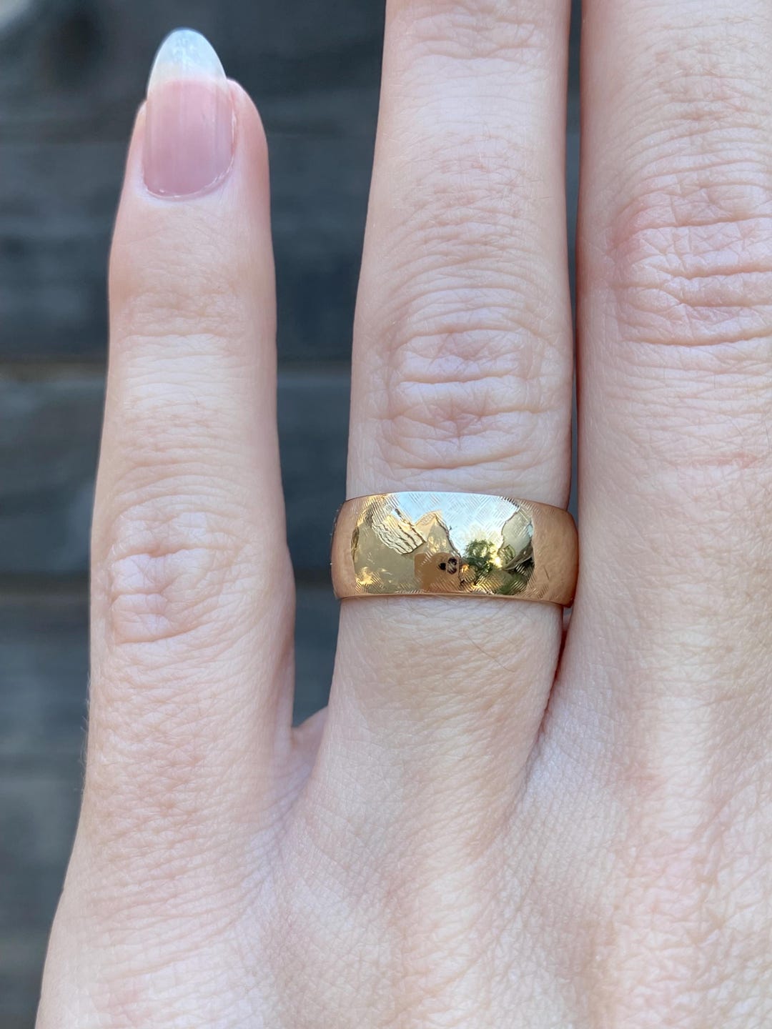 Vintage Solid 14k Yellow Gold Crosshatch Ring Band - Size 5.75 ...