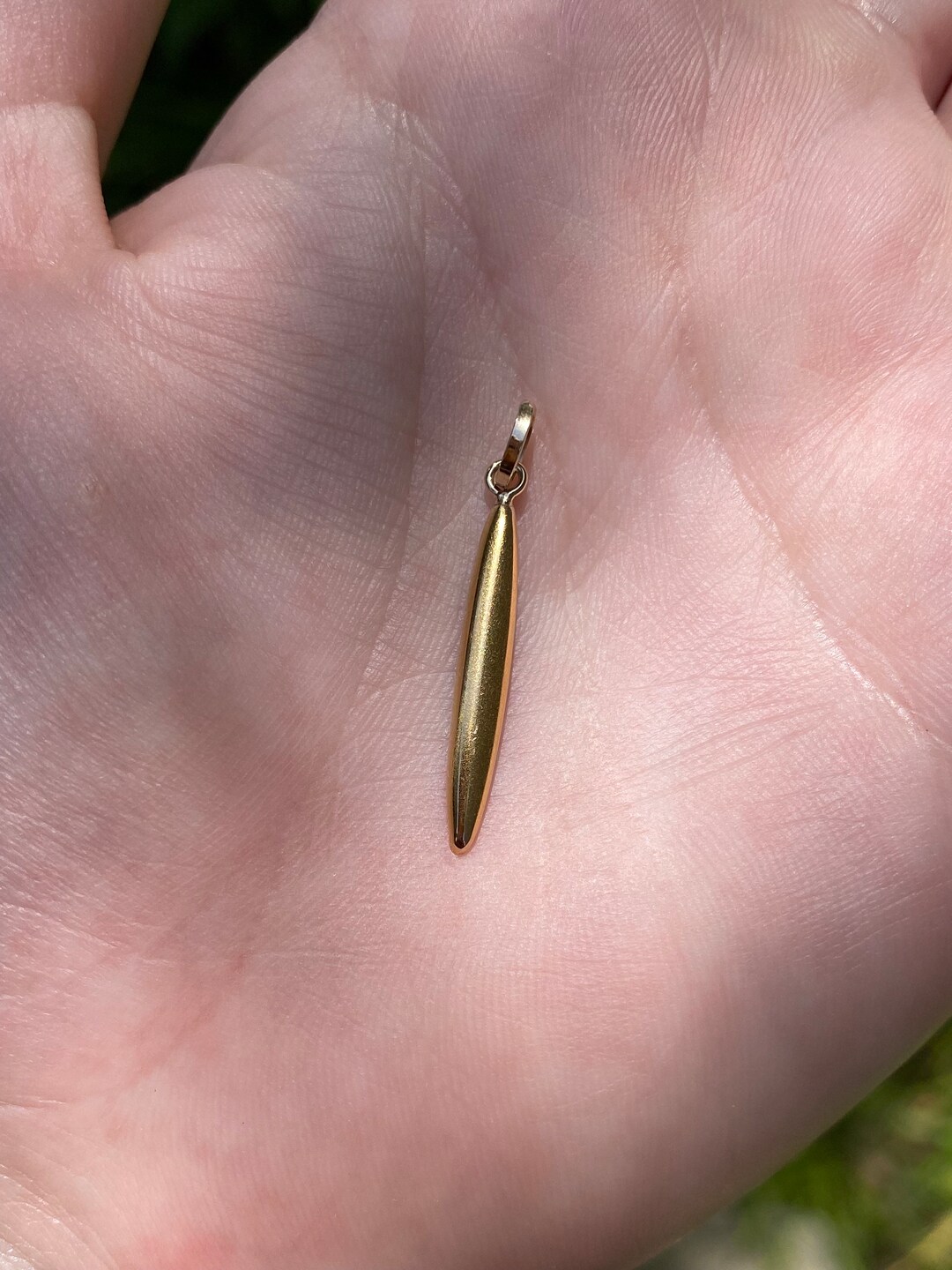 Vintage Solid 14k Yellow Gold Long Domed Charm - Real Genuine Gold - Quality Fine Estate Jewelry ...