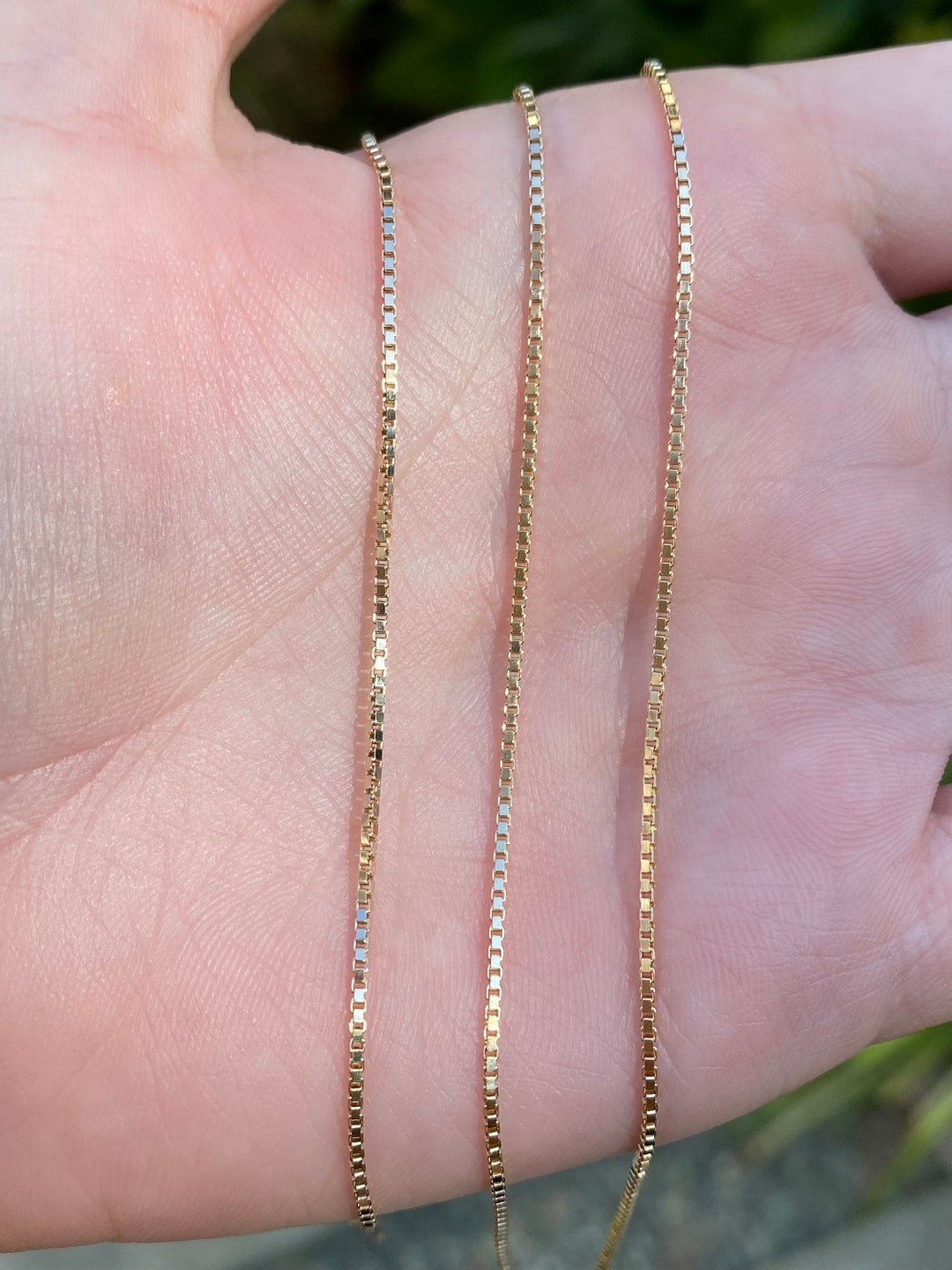 Vintage Solid 14k Yellow Gold Long Box Chain Necklace 32.5 Inches Real ...