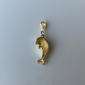 Solid 14k Yellow Gold Dolphin Charm - Pendant for Necklace - Real ...