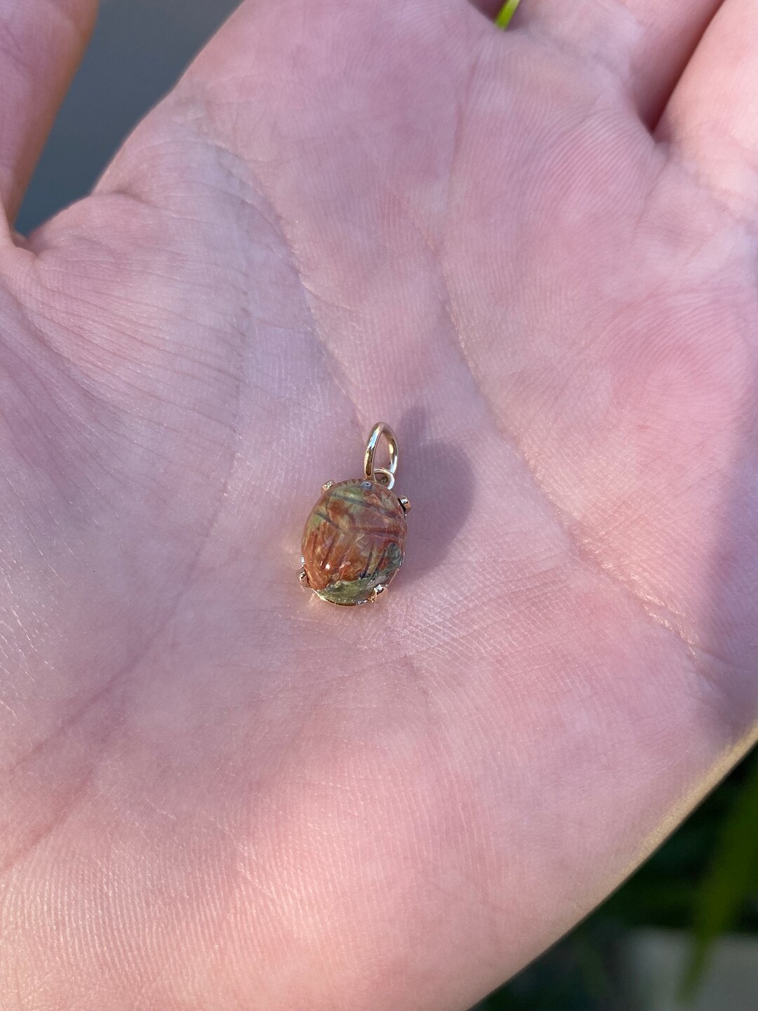 Vintage Solid 14k Yellow Gold Scarab Charm - Gemstone - Quality Fine ...