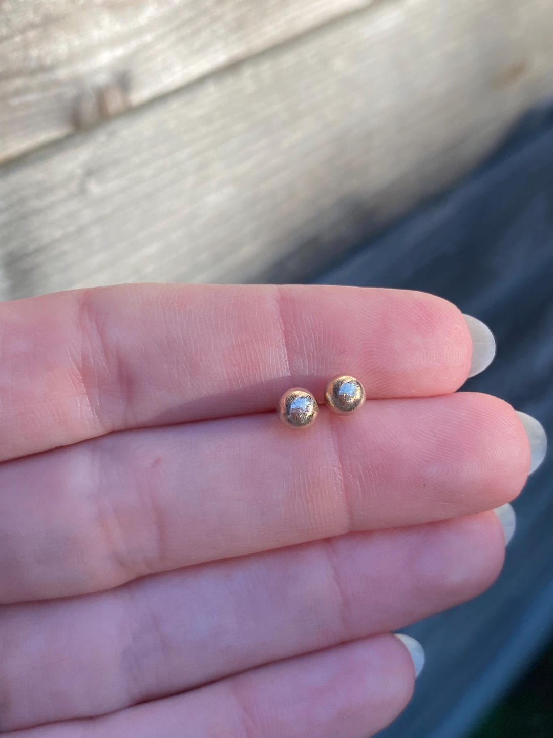 Vintage 14k Yellow Gold Textured Ball Stud Earrings - Etsy