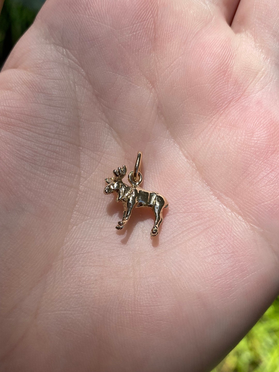 Vintage Solid 14k Yellow Gold Moose Charm Fine Estate Jewelry Real ...