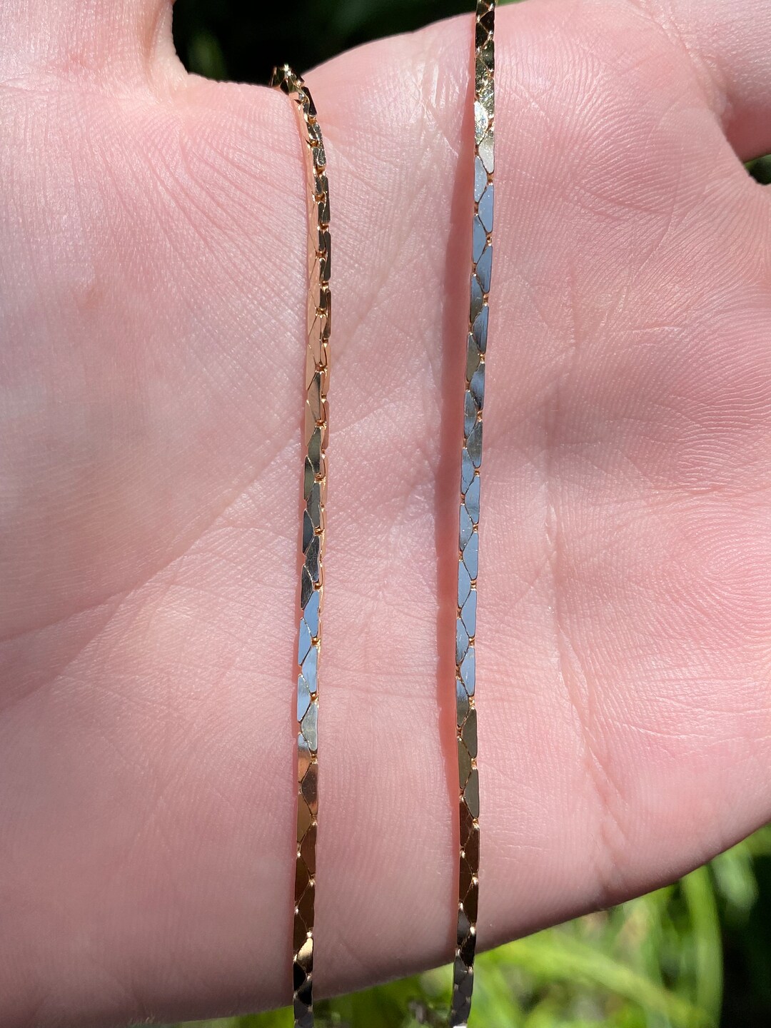 Vintage Solid 14k Yellow Gold Triangle Link Chain Necklace - 18 Inches ...