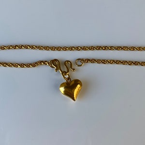 Vintage Solid 23k Yellow Gold Rope Chain Necklace With 24k Heart Charm ...