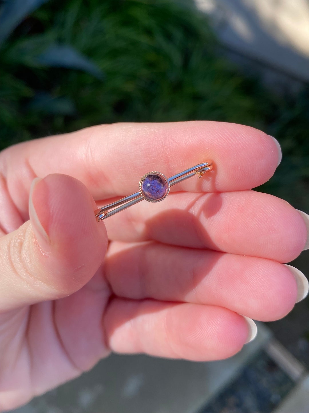Vintage Solid 14k Yellow Gold Amethyst Cabochon Safety Pin Purple ...
