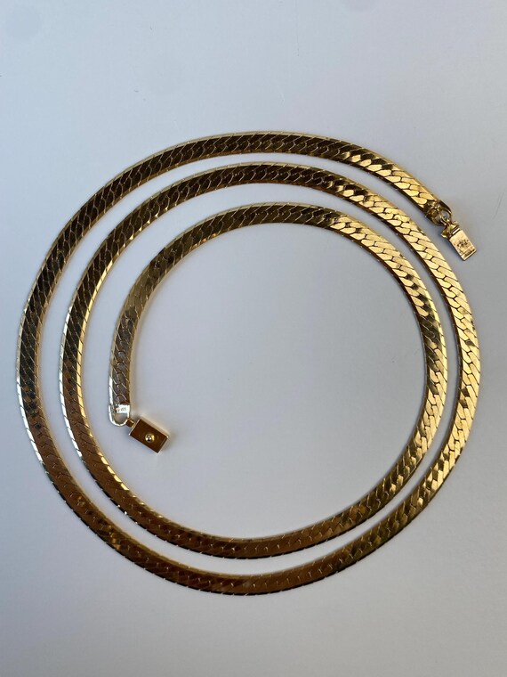 Vintage Solid 14k Yellow Gold Long Chunky Herringbone… - Gem