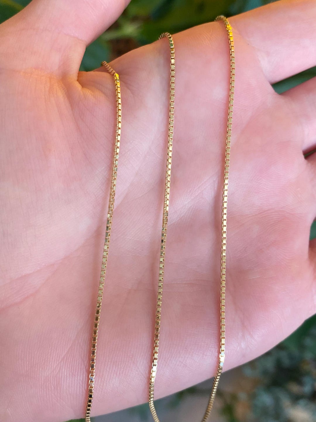 Vintage Solid 14k Yellow Gold Long Box Chain Necklace - 22 Inches - Etsy