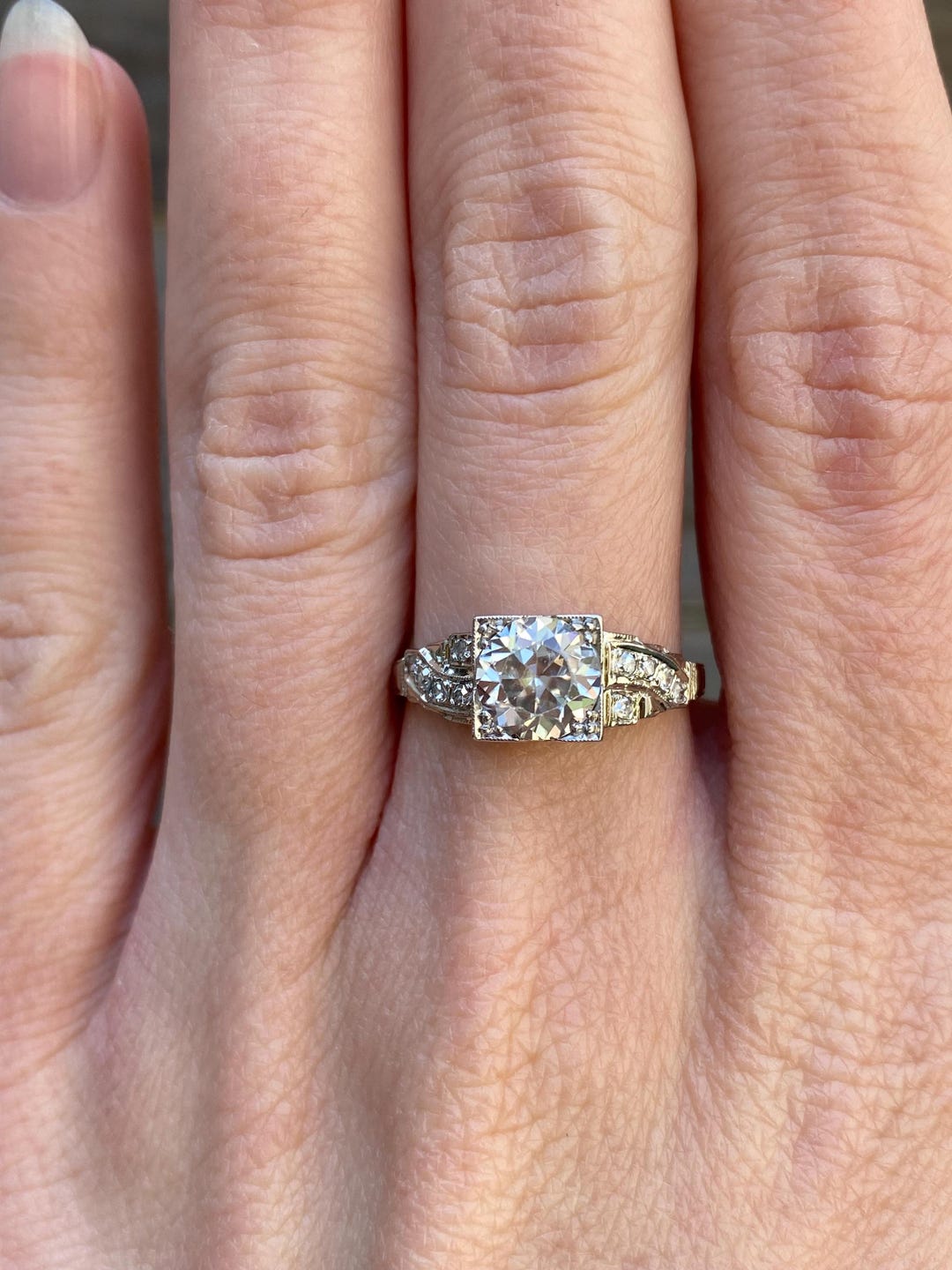 Vintage Solid 18k White Gold Clear Spinel Clear Sapphire Ring - Size 7. ...