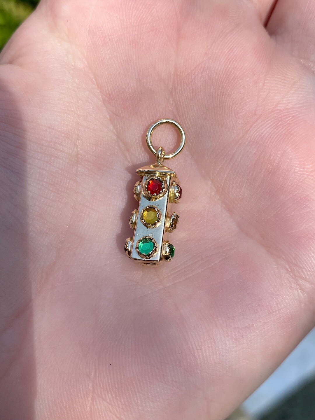 Vintage Solid 18k Yellow Gold Stoplight Gemstone Charm Quality Fine ...
